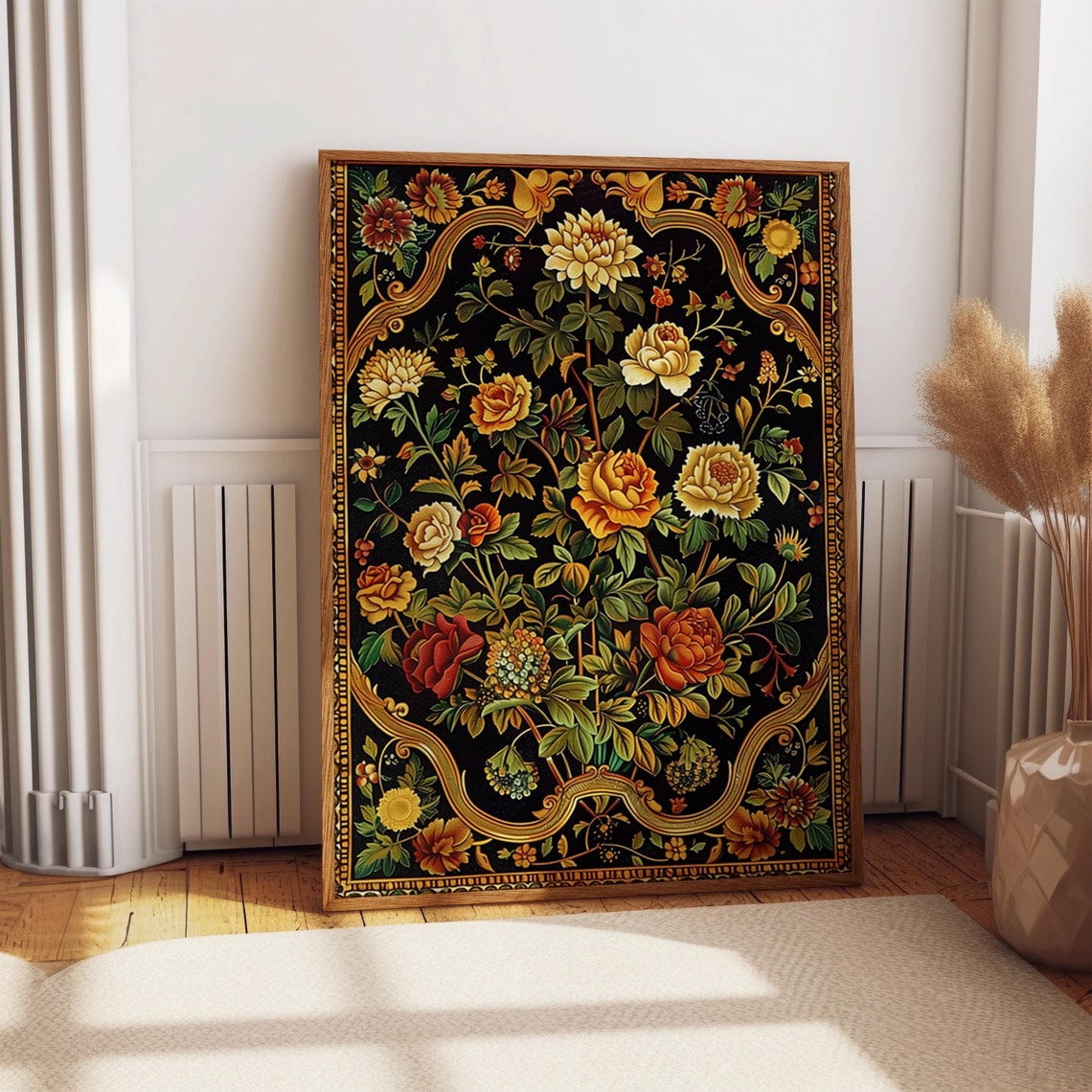 Kna Prints - 1 Pc Poster Persian Backgrod Wall Art Retro Garden Flowers ...