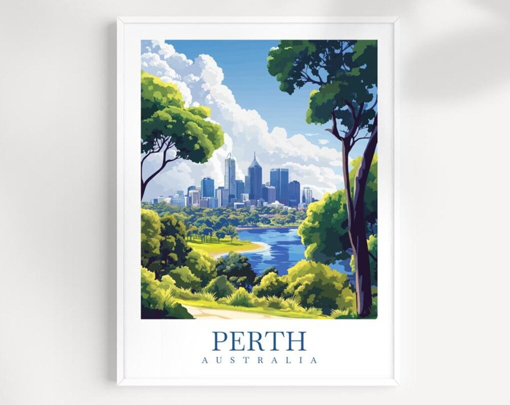 Kna Prints - 1 Pc Poster Perth Australia Travel Wall Art Printurban ...