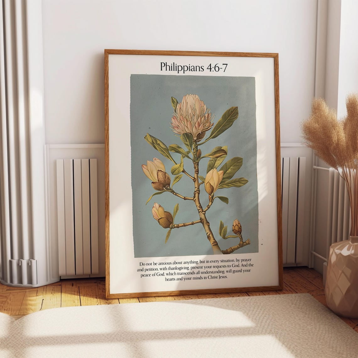 Kna Prints - 1 Pc Poster Philippians 4:6-7 Bible Verse Botanical Flower ...