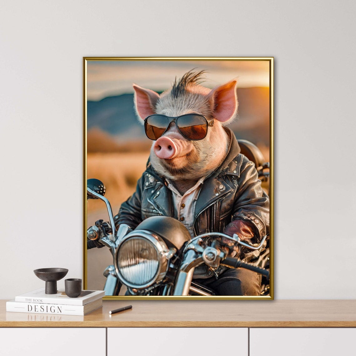 Kna Prints - 1 Pc Poster Pig On Motorcycle, Ai Generated, Motorcycle ...