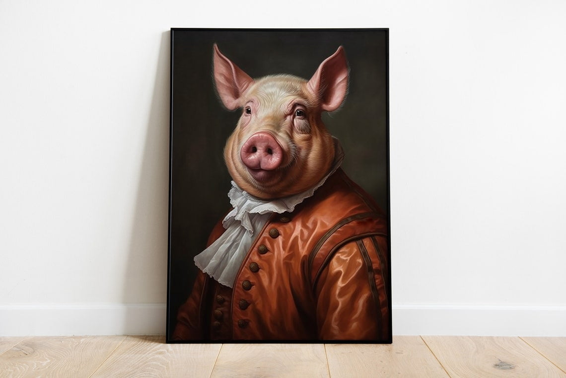 Kna Prints - 1 Pc Poster Pig Portrait Print, Renaissance Pig , Vintage ...