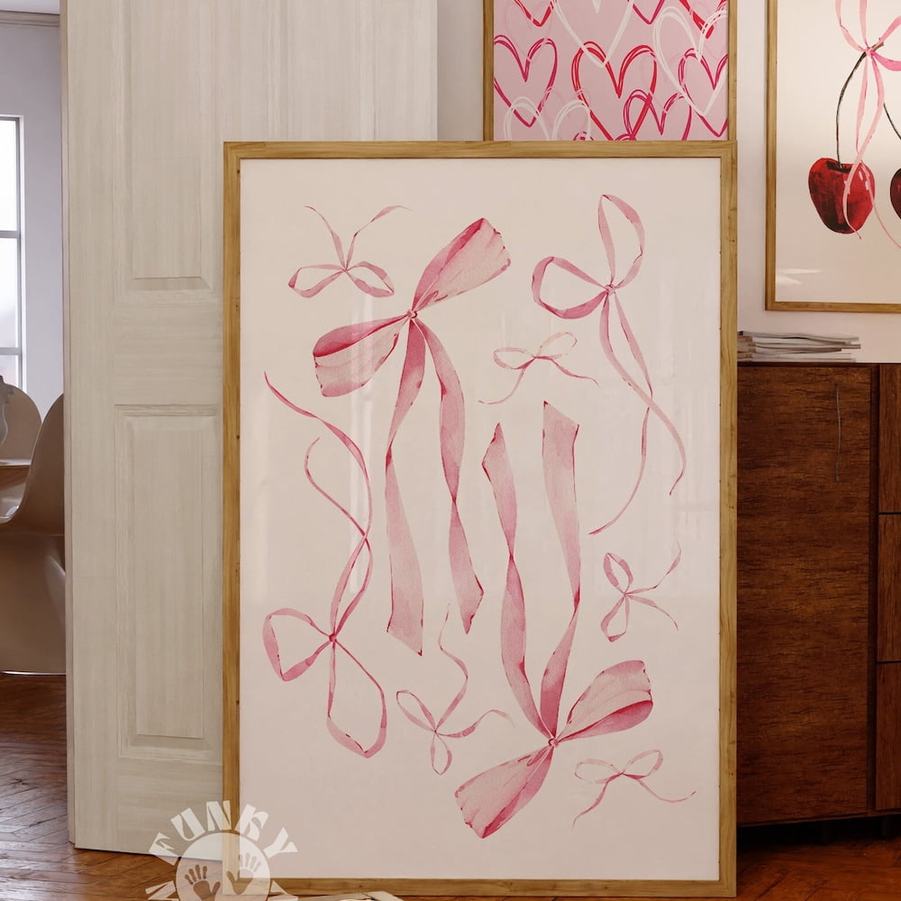 Kna Prints - 1 Pc Poster Pink Bows Art Print, Coquette Room Decor, Pink ...