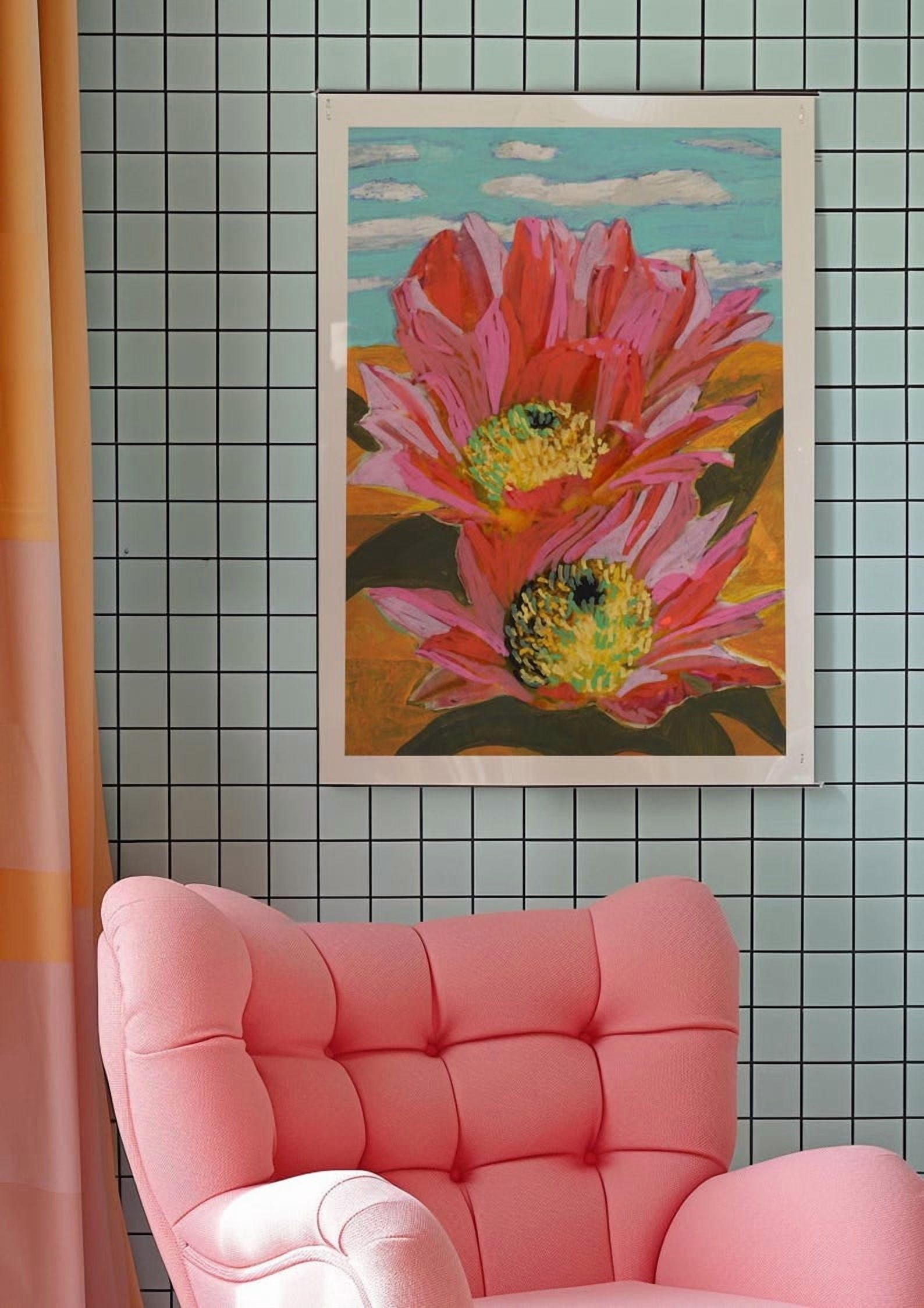 Kna Prints - 1 Pc Poster Pink Desert Cactus Flower Art Vintage Retro ...