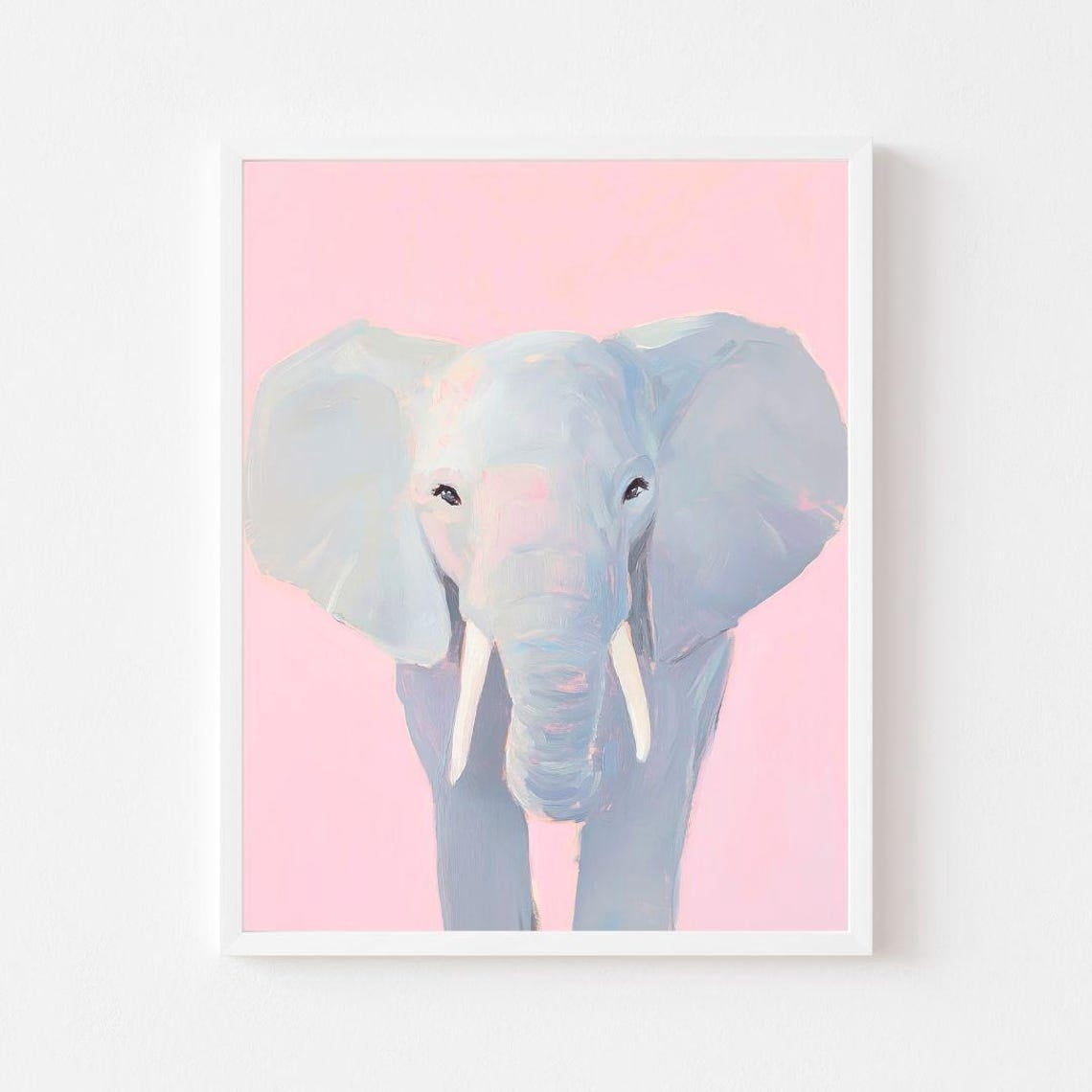 Kna Prints - 1 Pc Poster Pink Elephant Painting Pastel Animal Wall Art ...