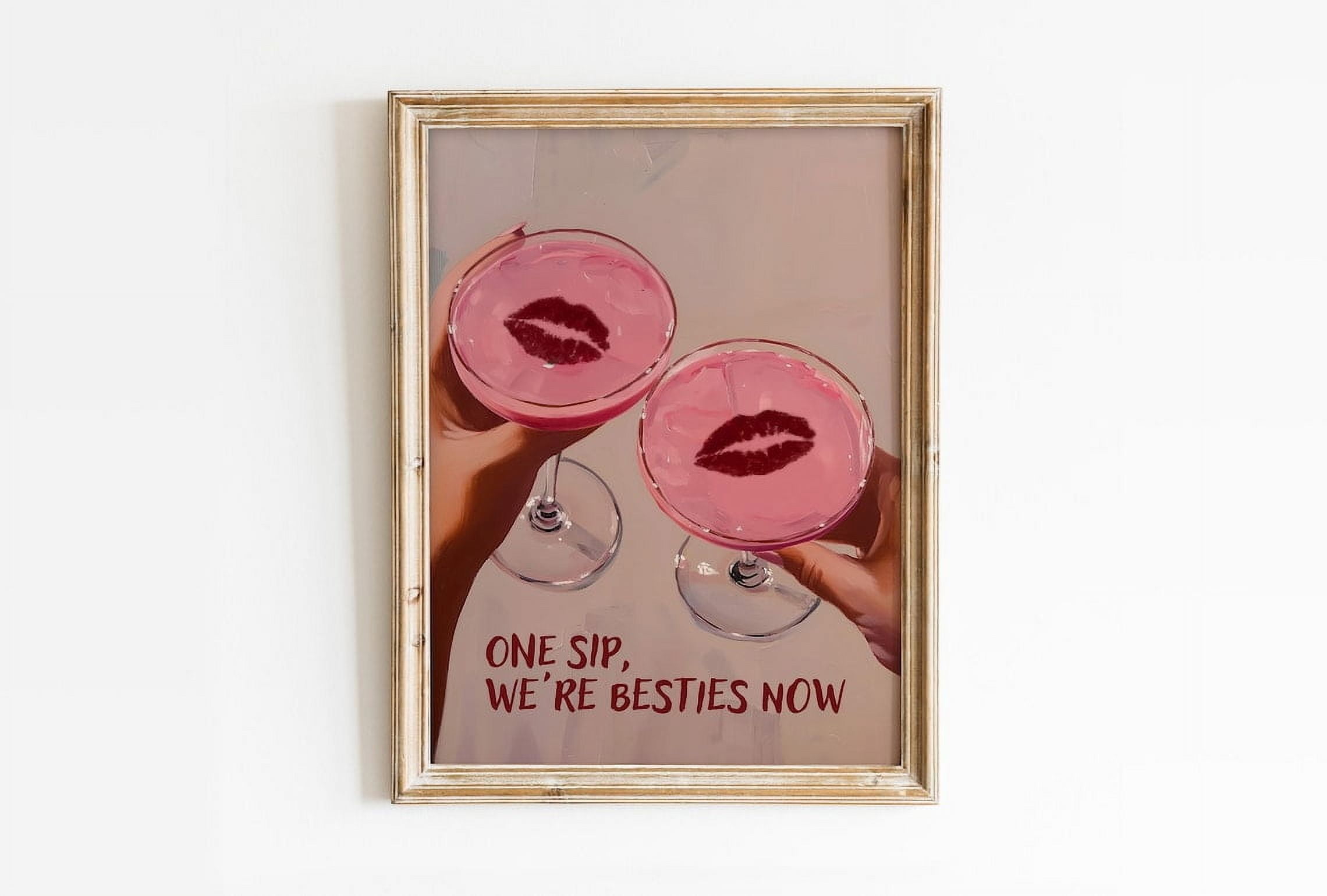 Kna Prints - 1 Pc Poster Pink Girly Cocktails Wall Art, Trendy Cheers ...