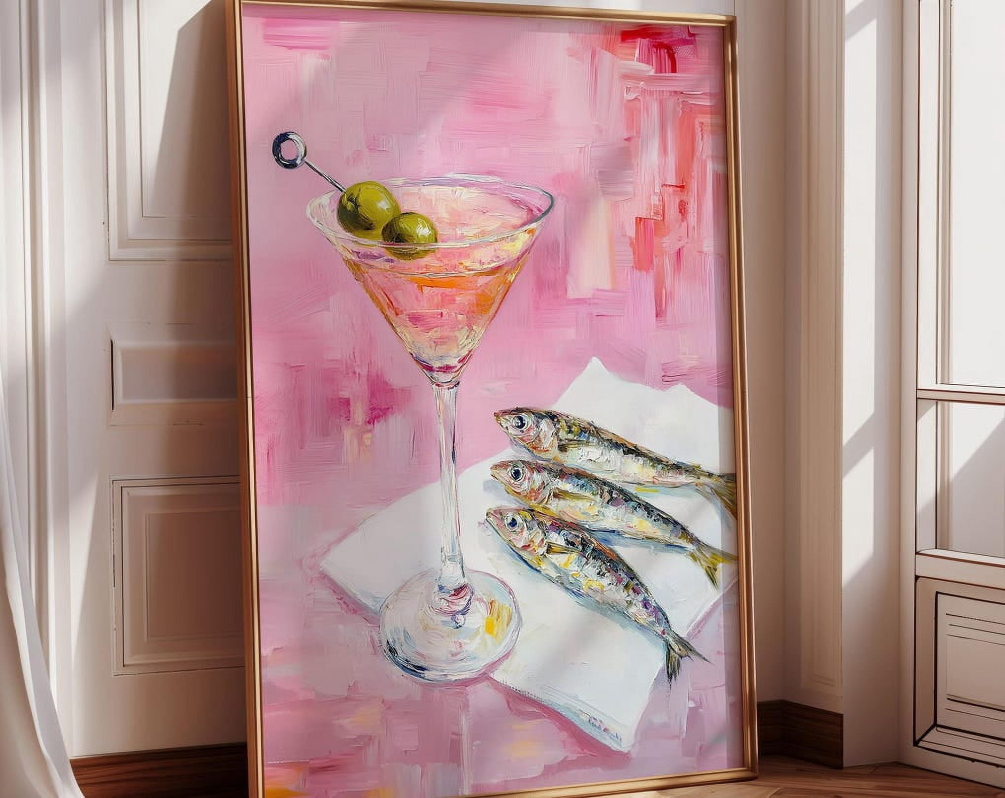 Kna Prints - 1 Pc Poster Pink Martini Wall Art Sardines Wall Art Retro ...