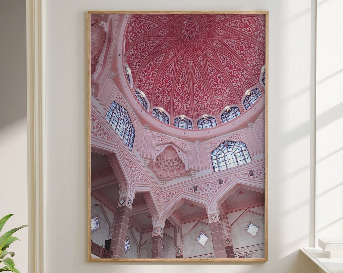 Kna Prints - 1 Pc Poster Pink Mosque Art Print, Islamic Wall Art Muslim ...