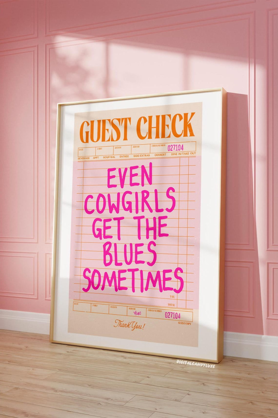 Kna Prints - 1 Pc Poster Pink And Orange Trendy Guest Check Prints Pink ...
