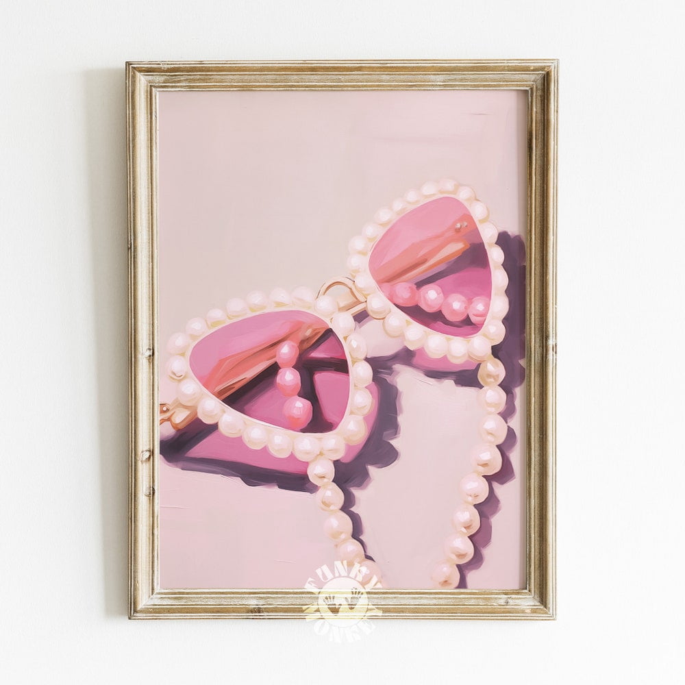 Kna Prints - 1 Pc Poster Pink Pearl Sunglasses Printable Art, Girly ...