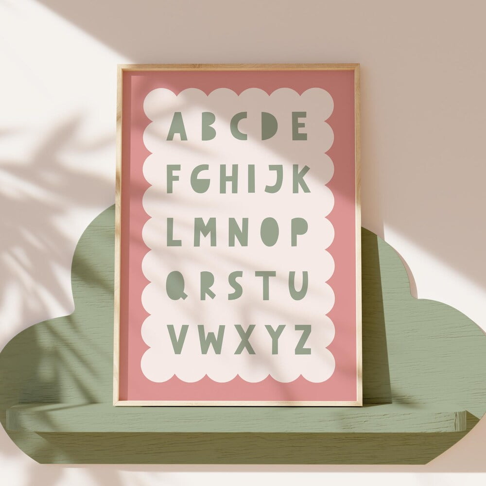 Kna Prints - 1 Pc Poster Pink & Sage Green Abc Print | Kids Playroom ...