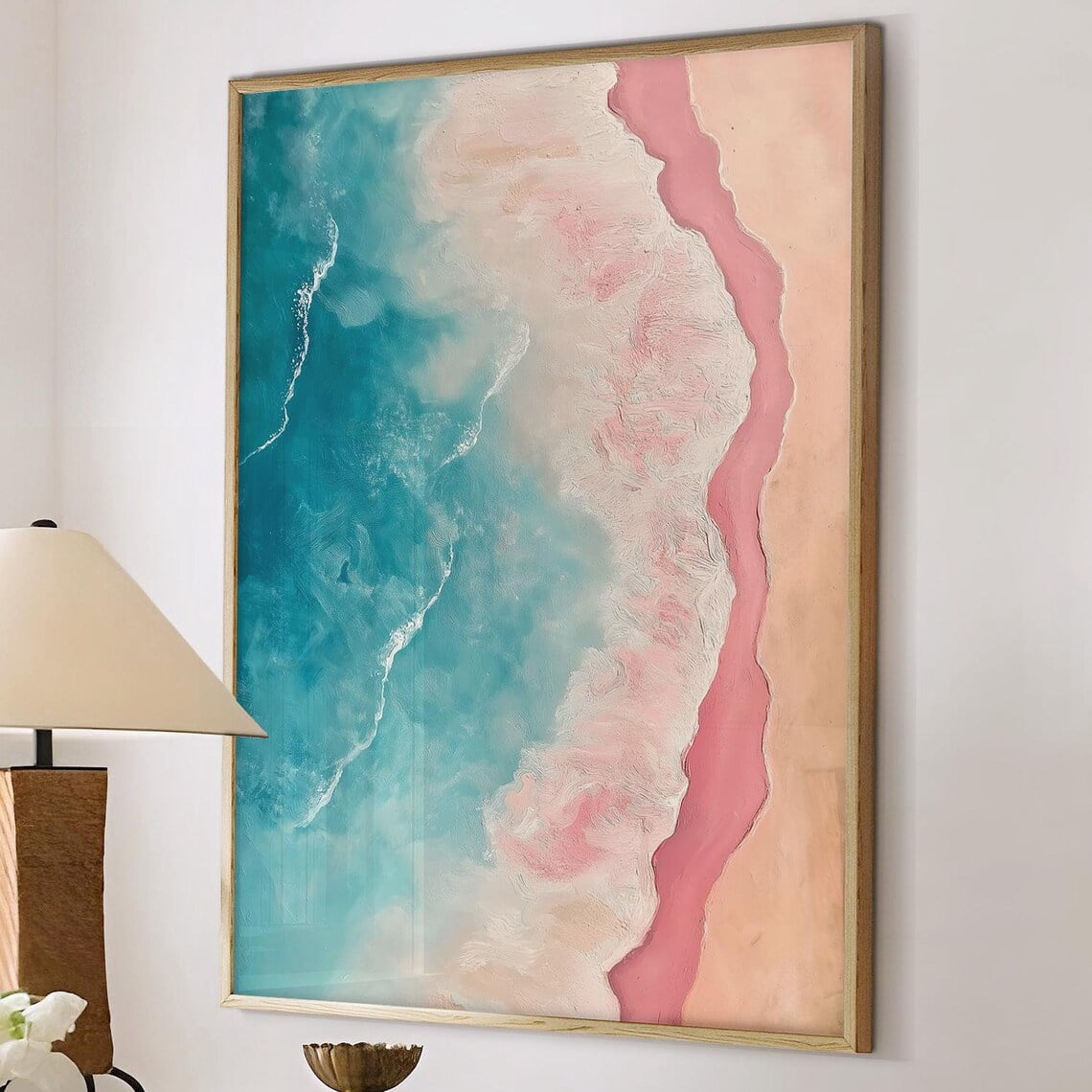 Kna Prints - 1 Pc Poster Pink Sand Beach Print Coastal Seascape ...