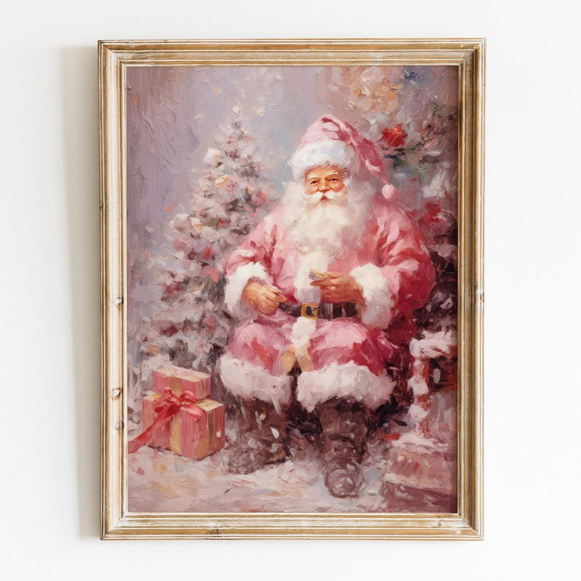 Kna Prints - 1 Pc Poster Pink Santa Claus Girly Wall Art, Preppy Room ...