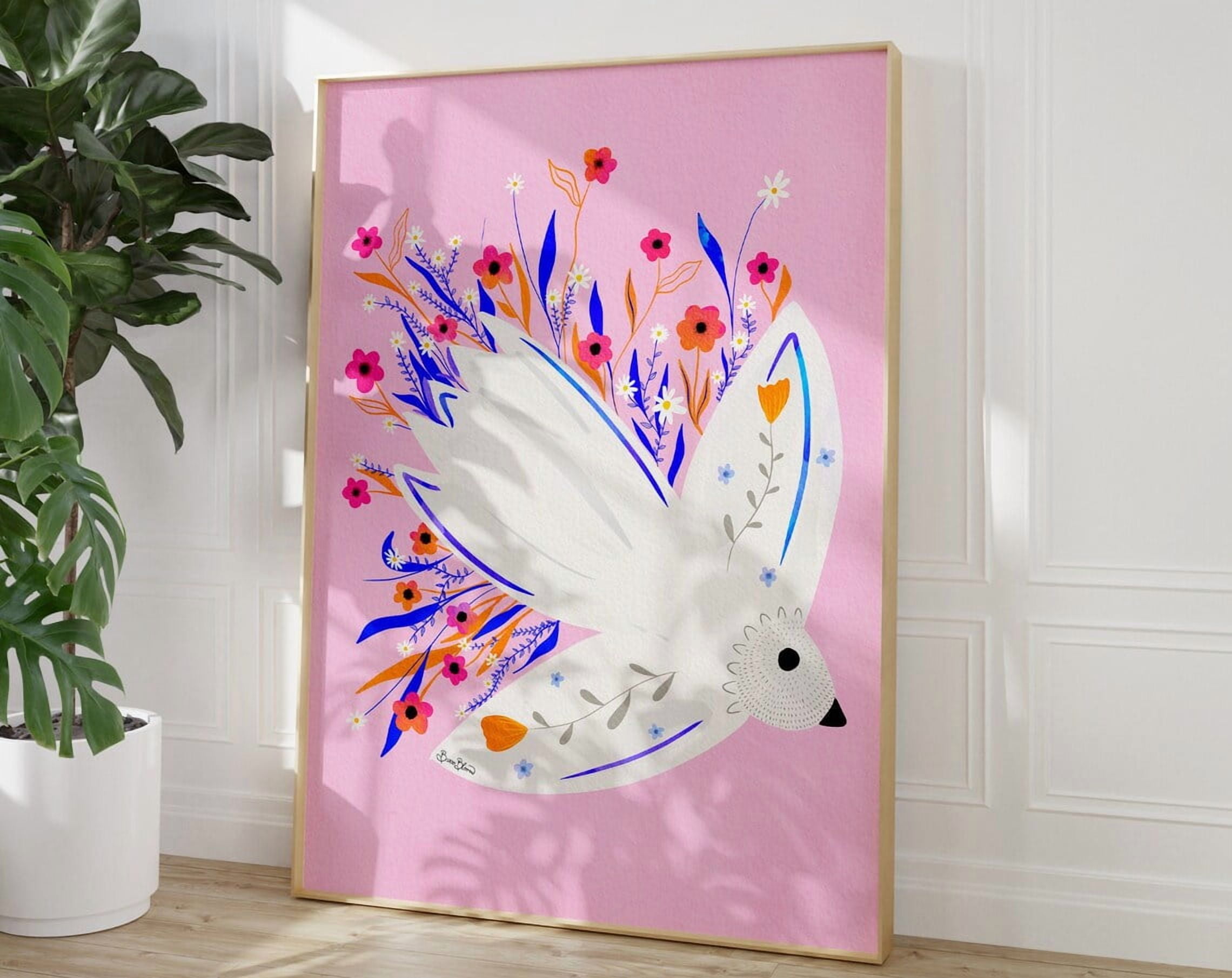 Kna Prints - 1 Pc Poster Pink Seagull Bird Wall Art Colourful Eclectic ...