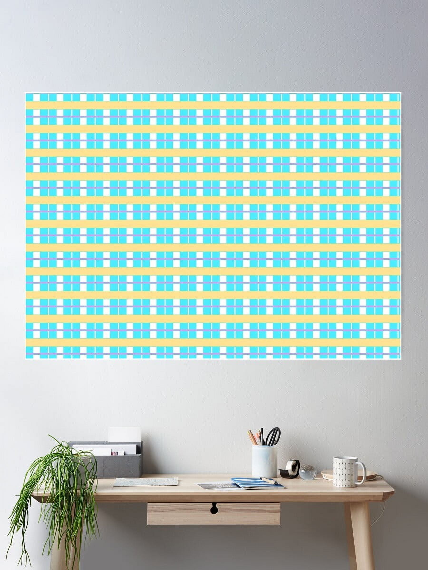 Kna Prints - 1 Pc Poster Plaid Preppy Retro Blue Yelow Multi, UNFRAMED ...