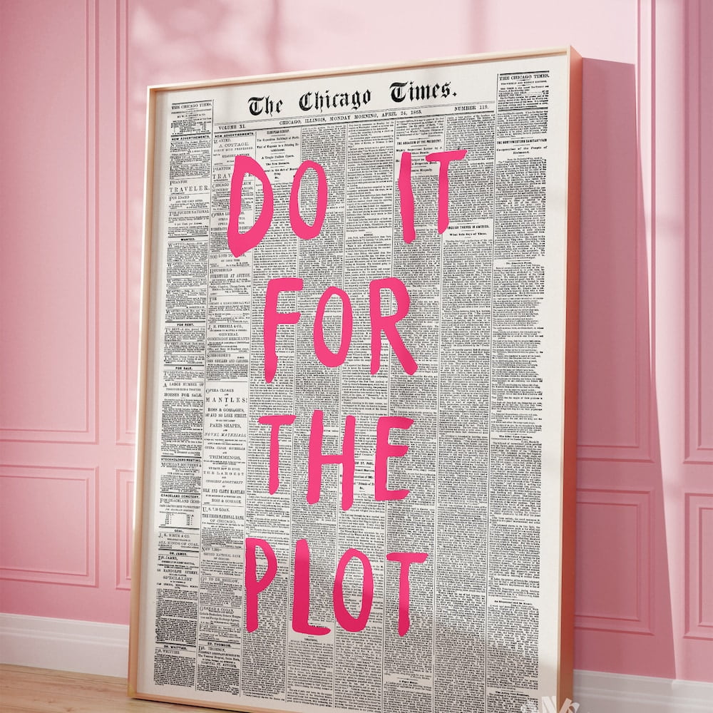 Kna Prints - 1 Pc Poster Do It For The Plot Retro Newspaper Print, Pink ...
