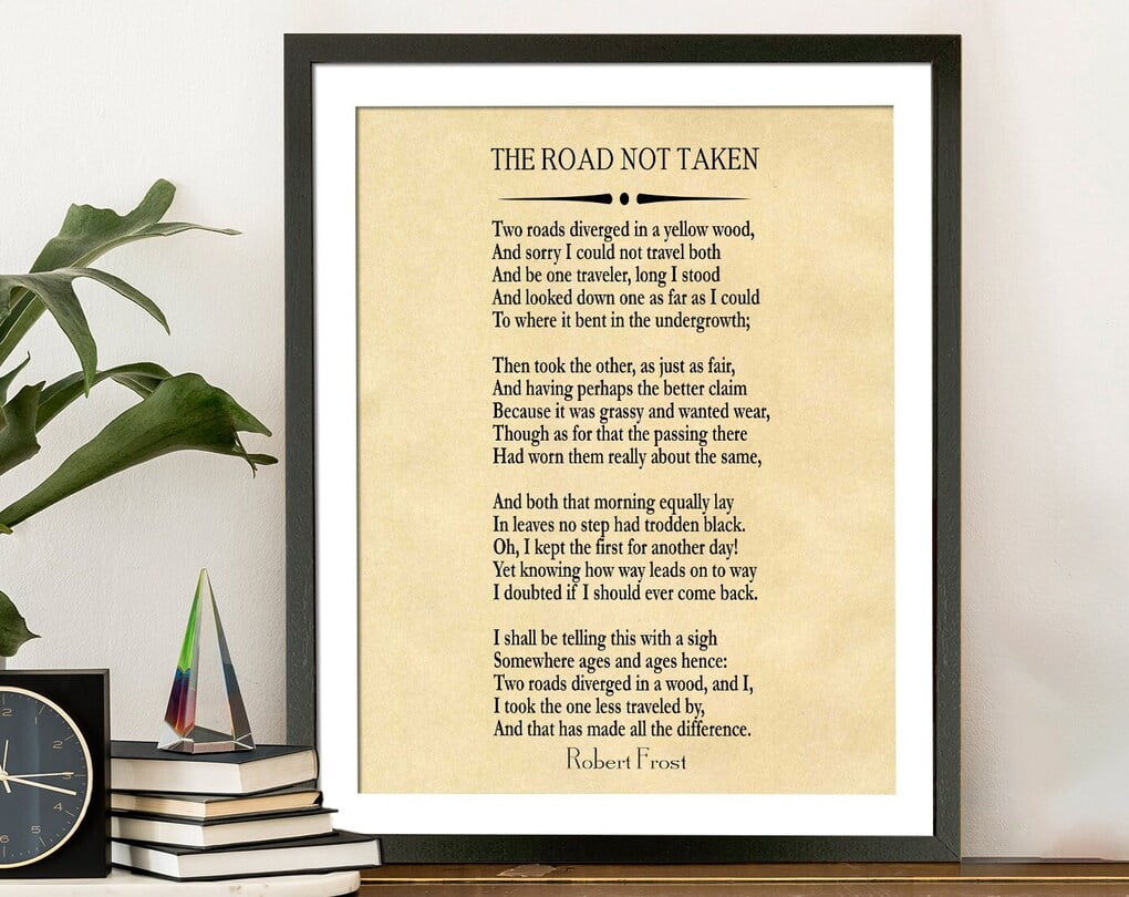 Kna Prints - 1 Pc Poster Poem The Road Not Taken By Robert Frost 1916 Great American Poetry Wall ...