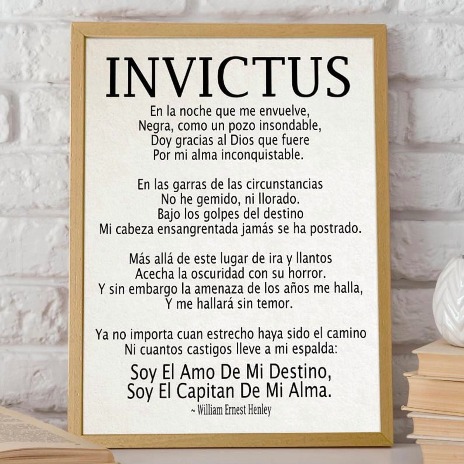 Kna Prints - 1 Pc Poster Poema Invictus En Espaã±Ol Castellano Poesã­A De William Ernest Henley ...