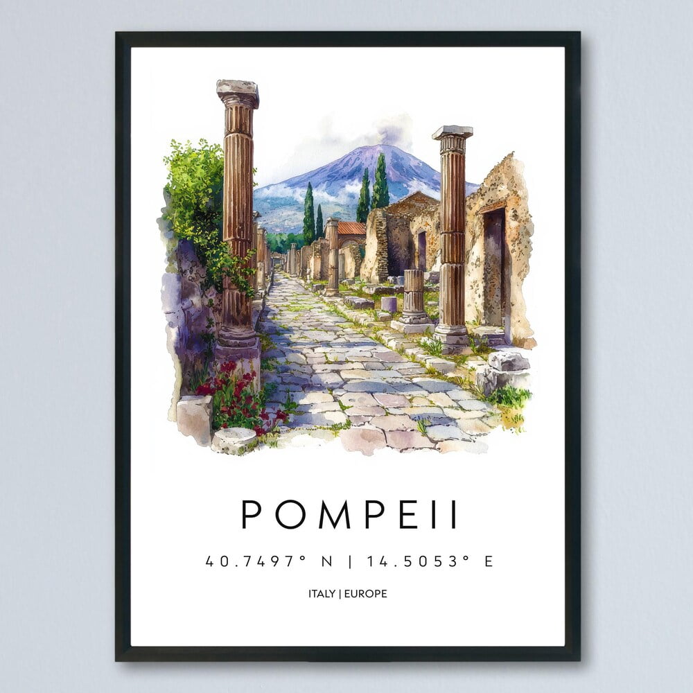 Kna Prints - 1 Pc Poster Pompeii Watercolor Poster Pompeii Italy Travel ...