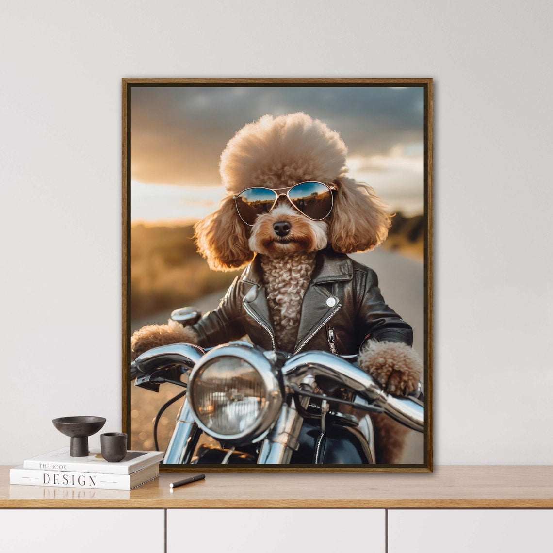 Kna Prints - 1 Pc Poster Poodle On Motorcycle, Ai Generated, Motorcycle ...