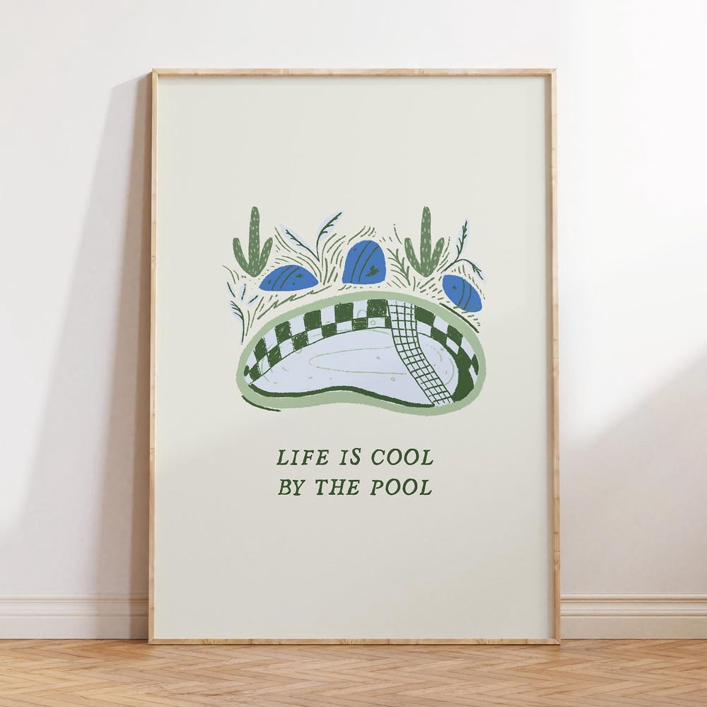Kna Prints - 1 Pc Poster Pool Print Summer Wall Art Pool House Decor ...