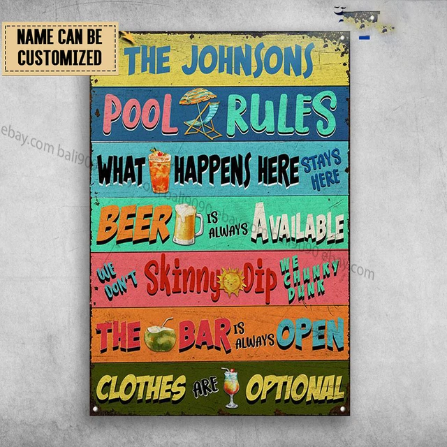 Kna Prints - 1 Pc Poster Pool Rules, What Happens Here, Stays Here ...