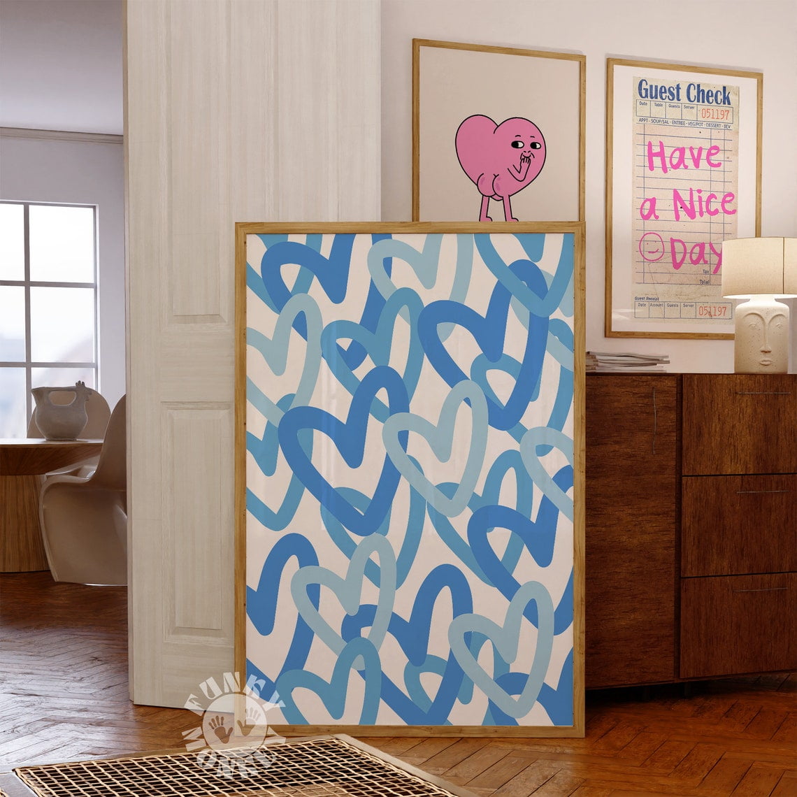Kna Prints - 1 Pc Poster Preppy Blue Hearts Art, Graffiti Hearts ...