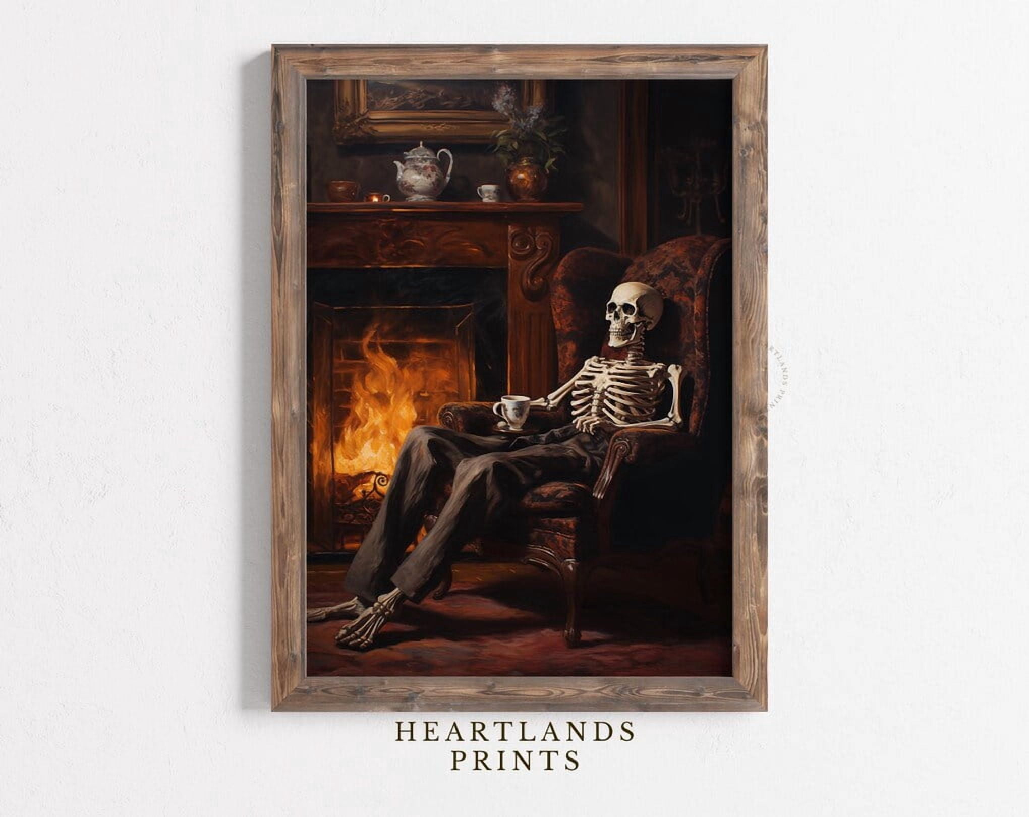 Kna Prints - 1 Pc Poster Printable Skeleton Artwork Fireplace Skeleton ...