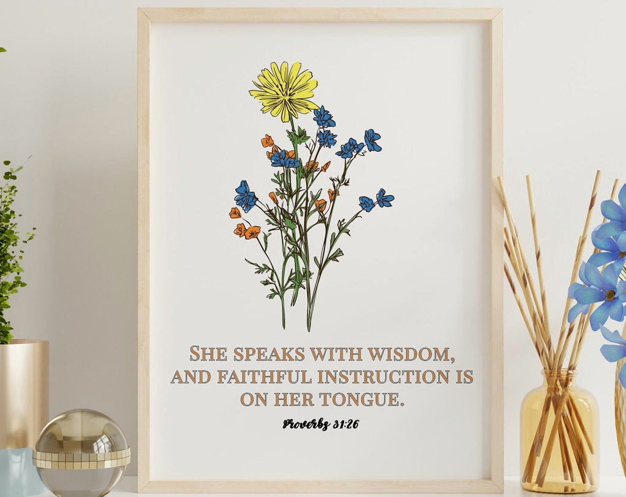 Kna Prints - 1 Pc Poster Proverbs Bible Verse Woman Print, Flowers ...