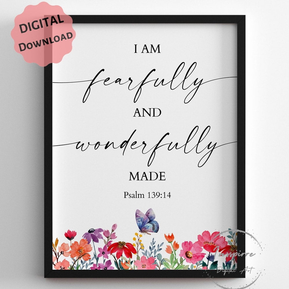 Kna Prints - 1 Pc Poster Psalm 139:14 Printable, I Am Fearfully And ...