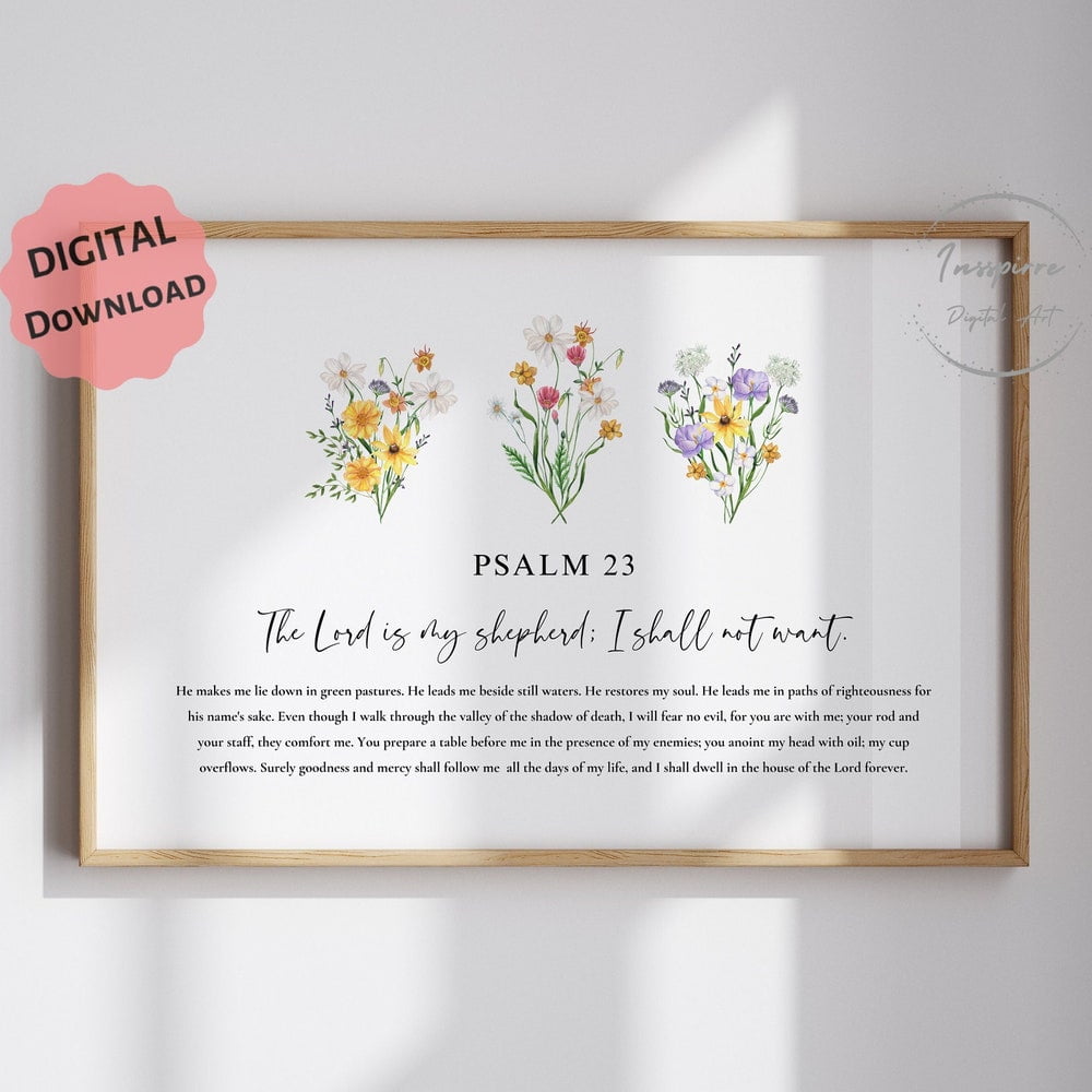 Kna Prints - 1 Pc Poster Psalm 23 Printable, The Lord Is My Shepherd ...