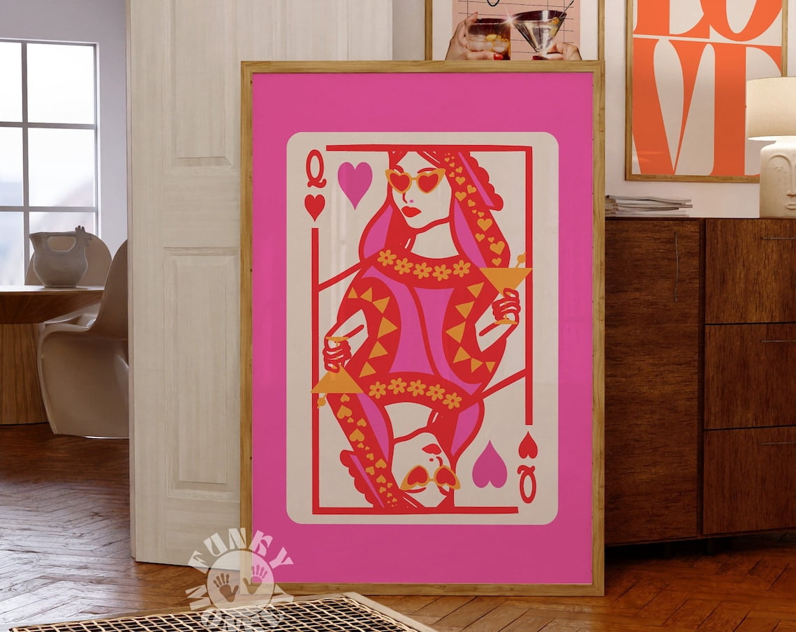 Kna Prints - 1 Pc Poster Queen Of Hearts Playing Card, Fky Wall Art ...