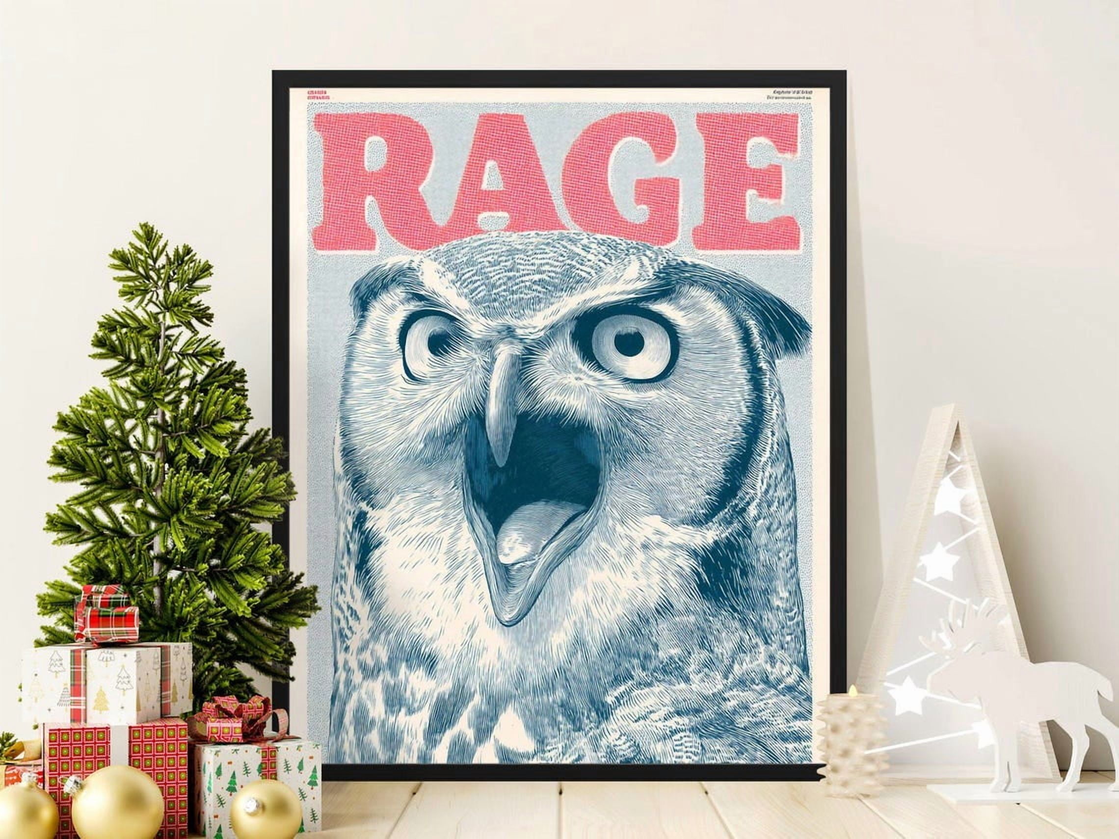 Kna Prints - 1 Pc Poster Rage Owl S, Angry Bird Wall Art, Great Horned ...