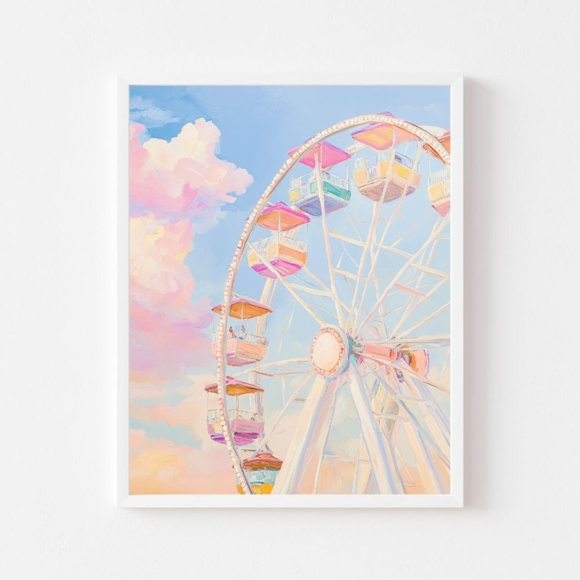 Kna Prints - 1 Pc Poster Rainbow Ferris Wheel Painting Pastel Girl'S ...