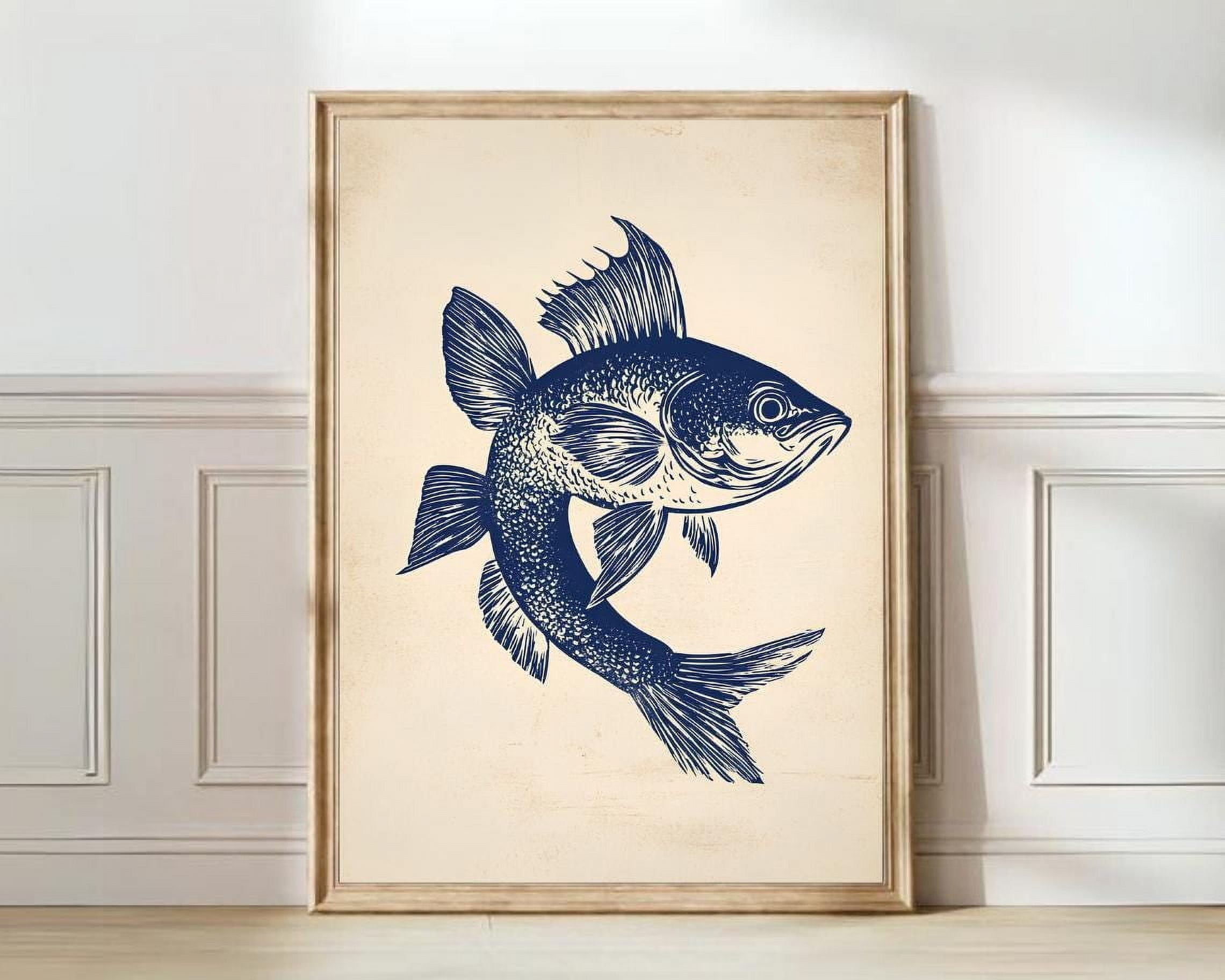 Kna Prints - 1 Pc Poster Rainbow Fish Print Linocut Vintage Retro ...