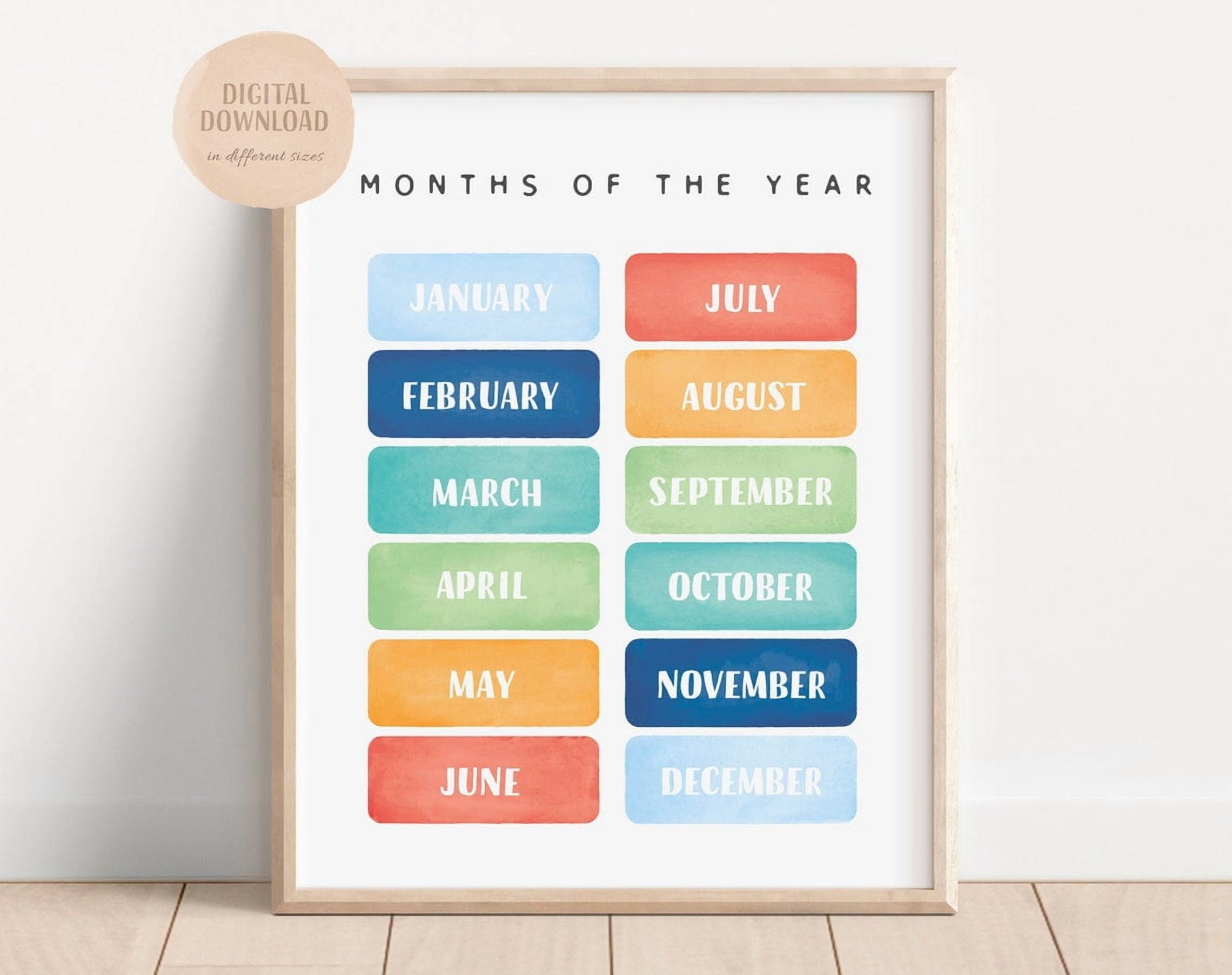 Kna Prints - 1 Pc Poster Rainbow Months Of The Year , Playroom ...