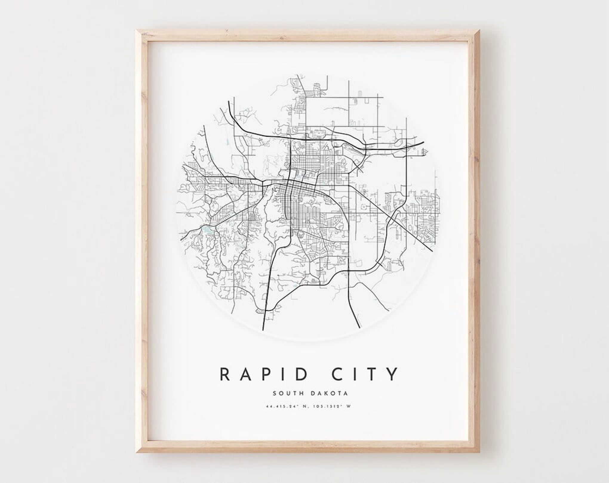 Kna Prints - 1 Pc Poster Rapid City Map Print, Rapid City Map City Wall ...