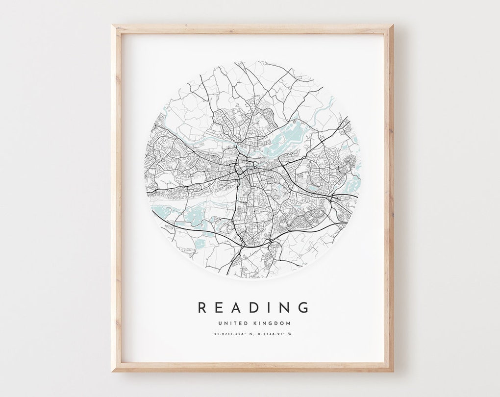 Kna Prints - 1 Pc Poster Reading Map Print, Reading Map City Wall Art ...