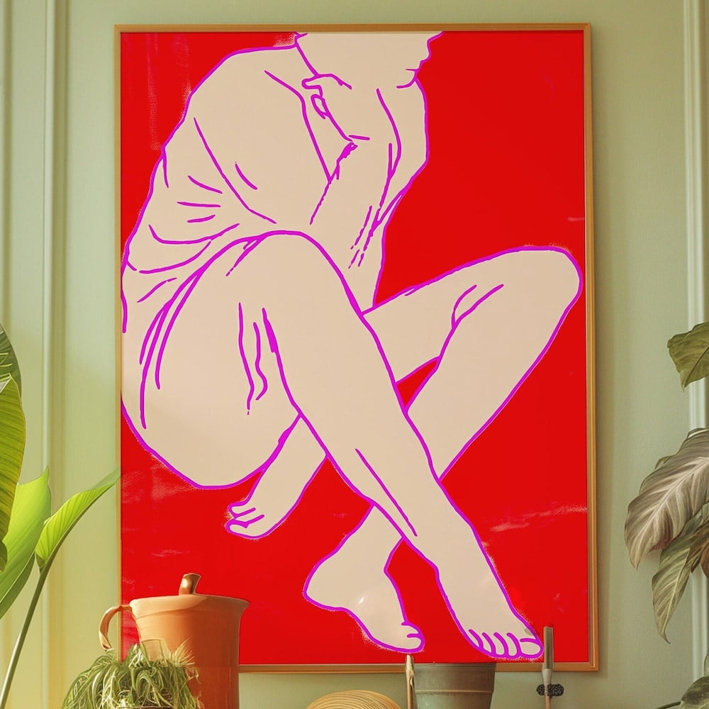 Kna Prints - 1 Pc Poster Red Wall Art, Maximalist Wall Art, Trendy ...