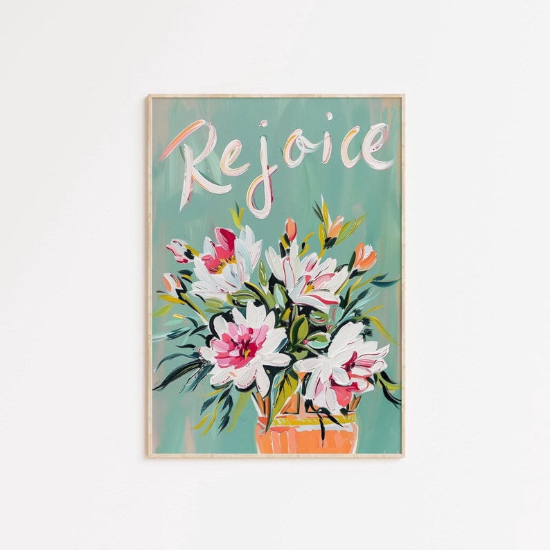 Kna Prints - 1 Pc Poster Rejoice Christian Wall Art Botanical Prints ...