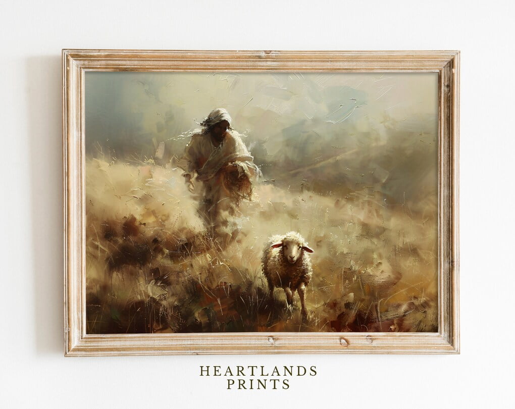 Kna Prints - 1 Pc Poster Religious Artwork Of Jesus Chasing Lamb Wall ...