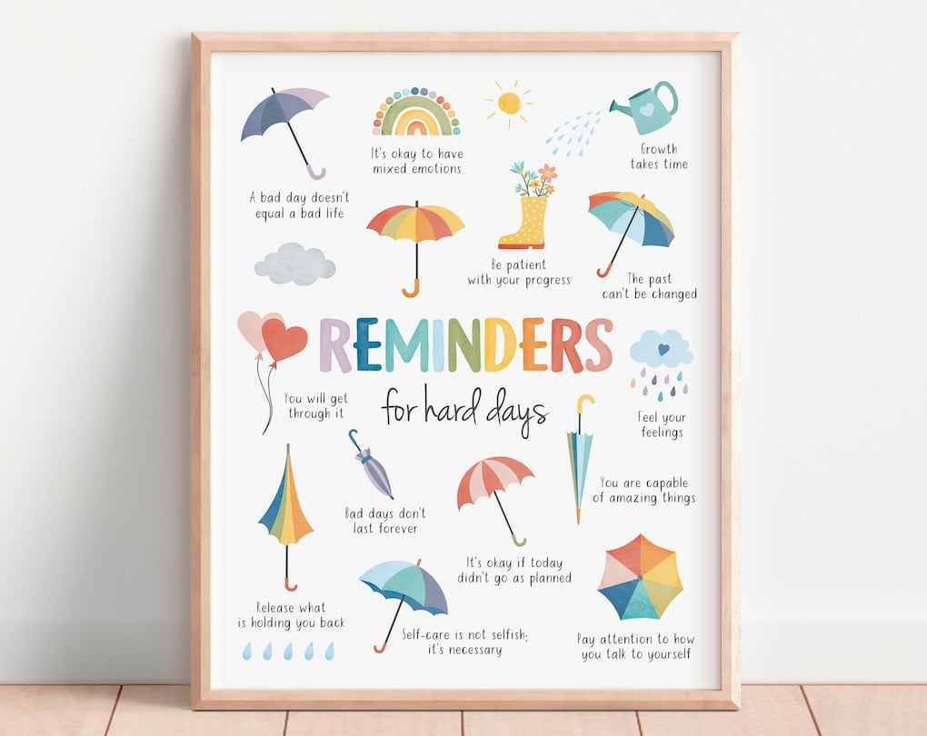 Kna Prints - 1 Pc Poster Reminders For Hard Days, Therapy Office Decor ...