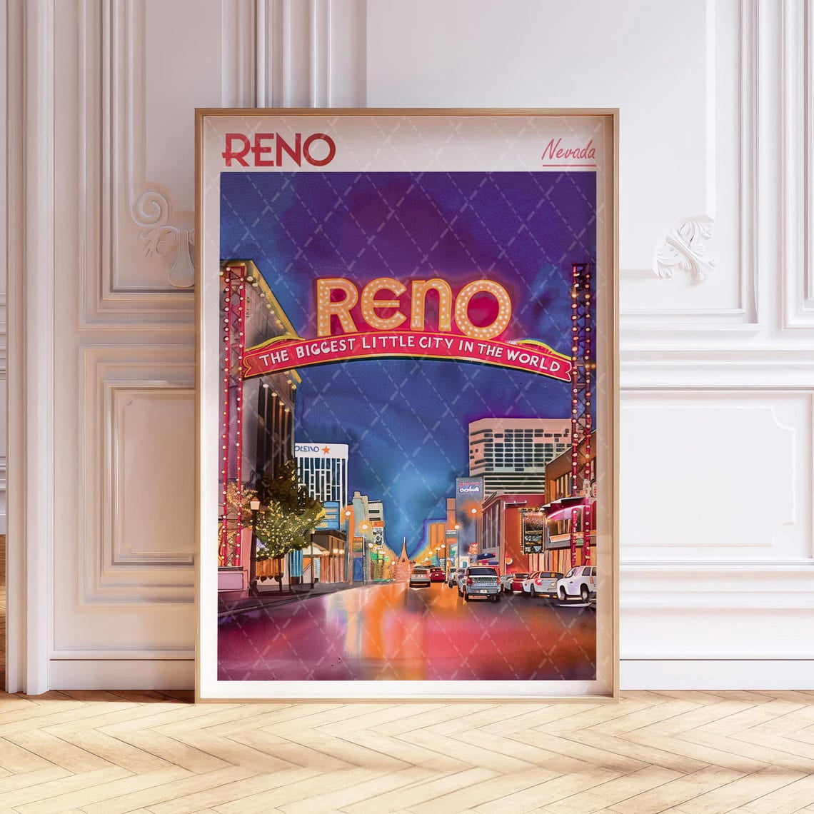 Kna Prints - 1 Pc Poster Reno Watercolor Las Vegas Wall Art Nevada ...