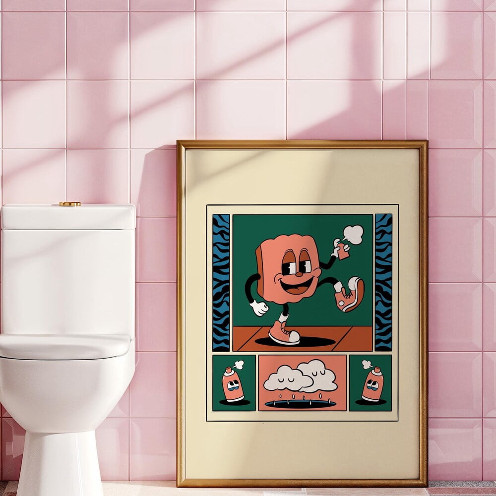 Kna Prints - 1 Pc Poster Retro Bathroom Print, Toilet Decor, Retro ...