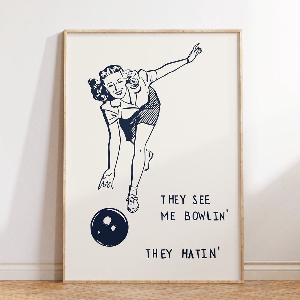 Kna Prints - 1 Pc Poster Retro Bowling Print Game Room Decor Funny ...