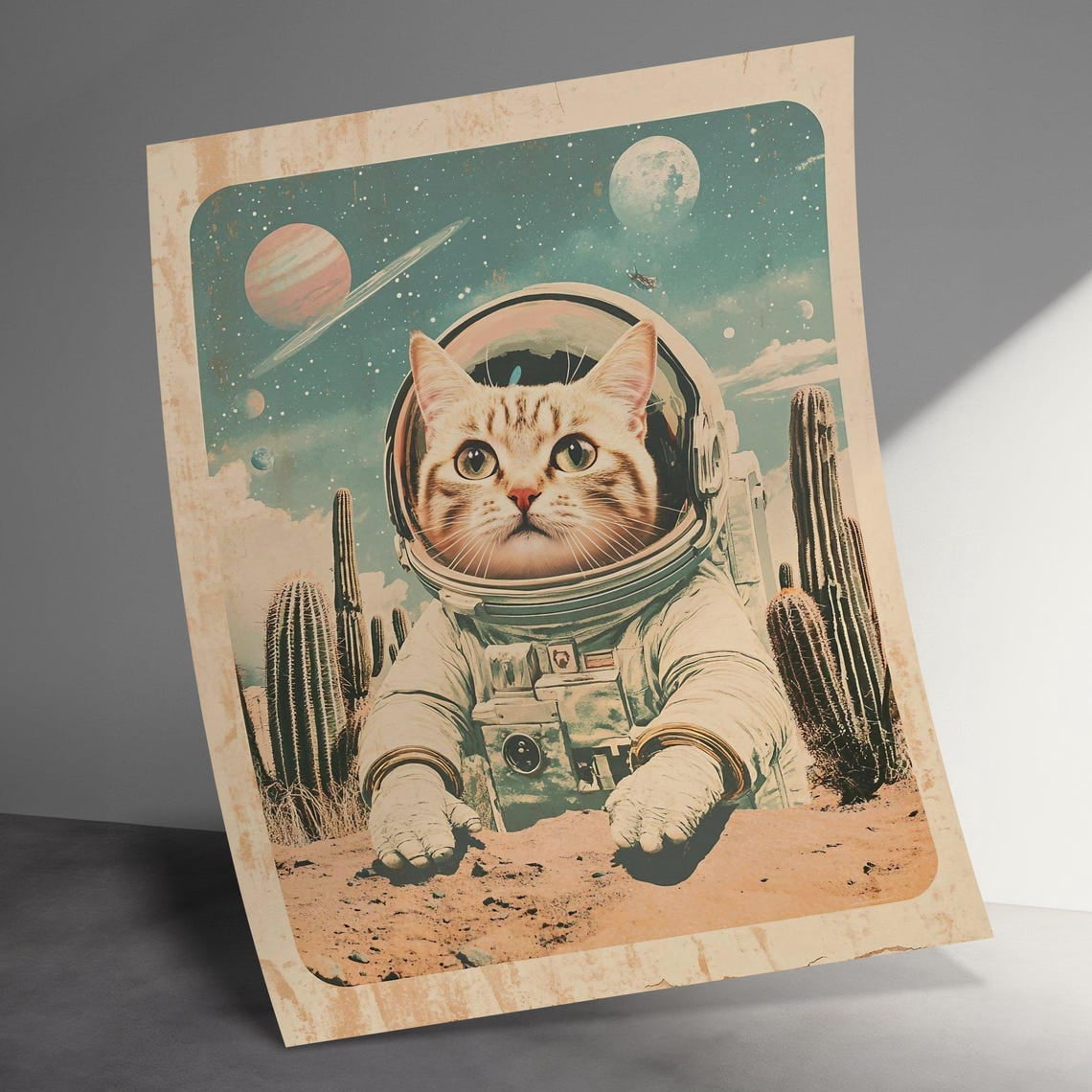 Kna Prints - 1 Pc Poster Retro Cat Astronaut S, Space Cat Art, Fny ...