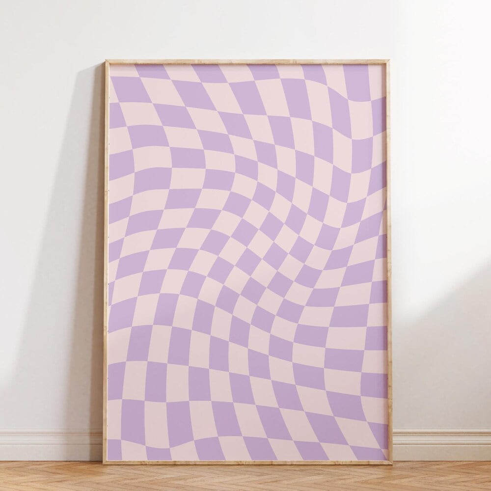 Kna Prints - 1 Pc Poster Retro Checkered Pattern Wall Art, Retro Groovy ...