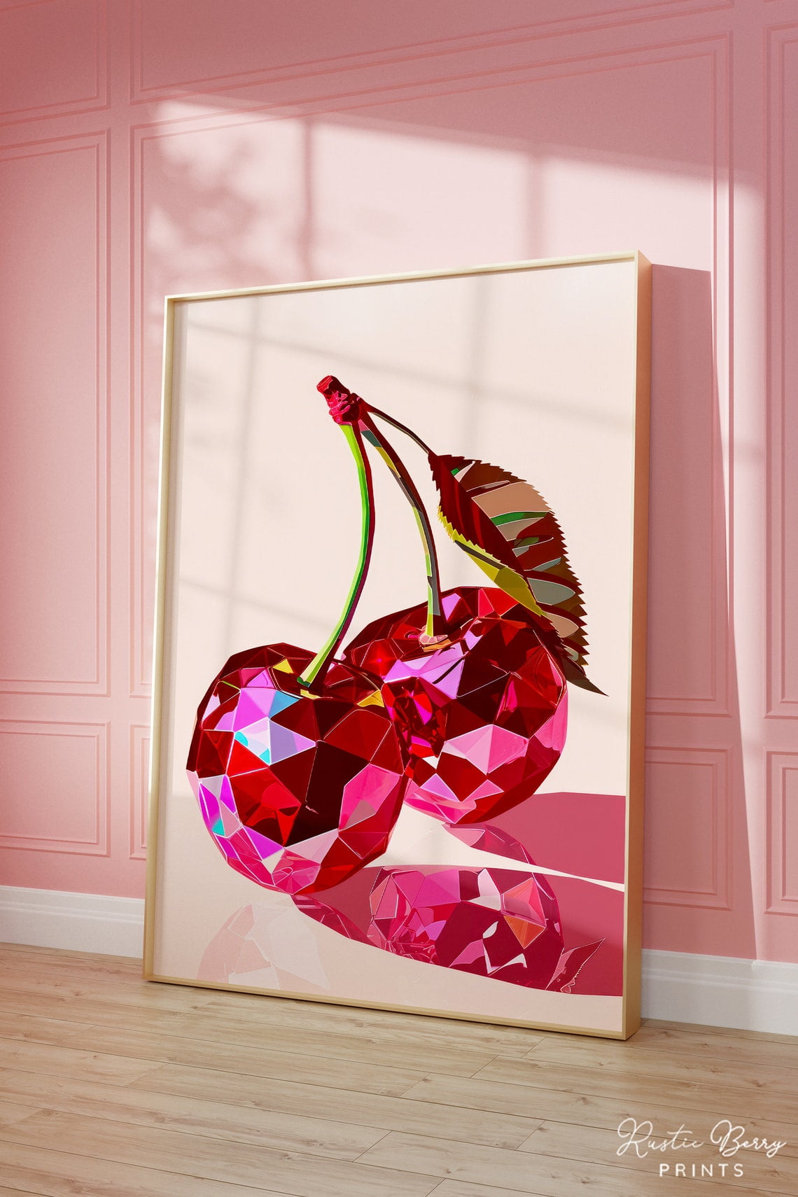 Kna Prints - 1 Pc Poster Retro Cherries Art Print Wall Art Pink ...