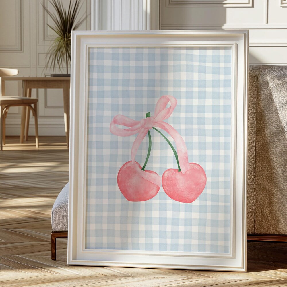 Kna Prints - 1 Pc Poster Retro Cherry Bow Print, Ribbon Wall Art, Retro ...