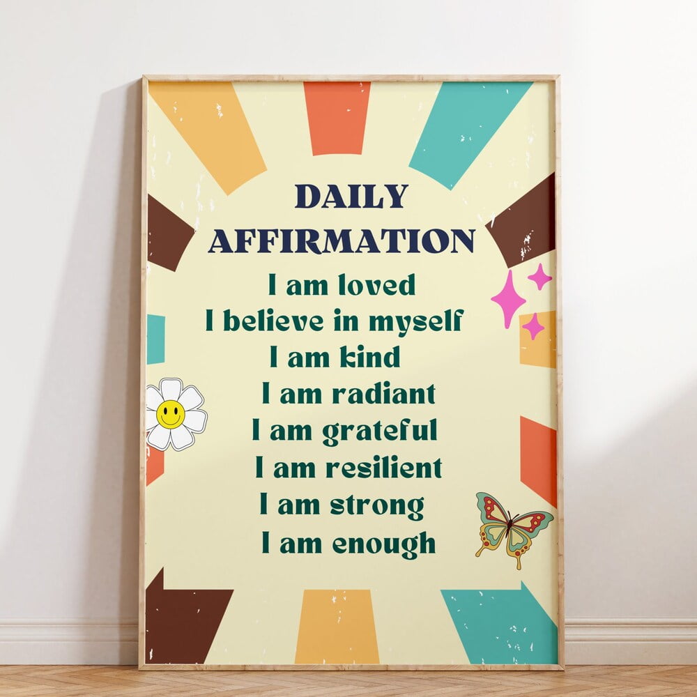 Kna Prints - 1 Pc Poster Retro Daily Affirmation Poster, Retro Quote ...