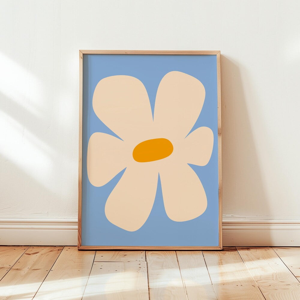 Kna Prints - 1 Pc Poster Retro Daisy Poster | Wall Art Sky Blue Flower ...